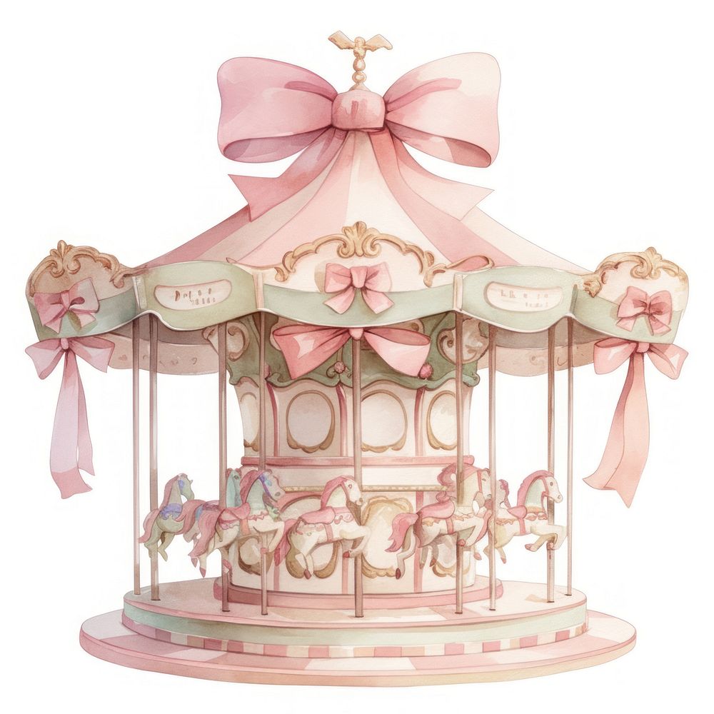 Whimsical pastel carousel illustration | Premium Photo Illustration ...