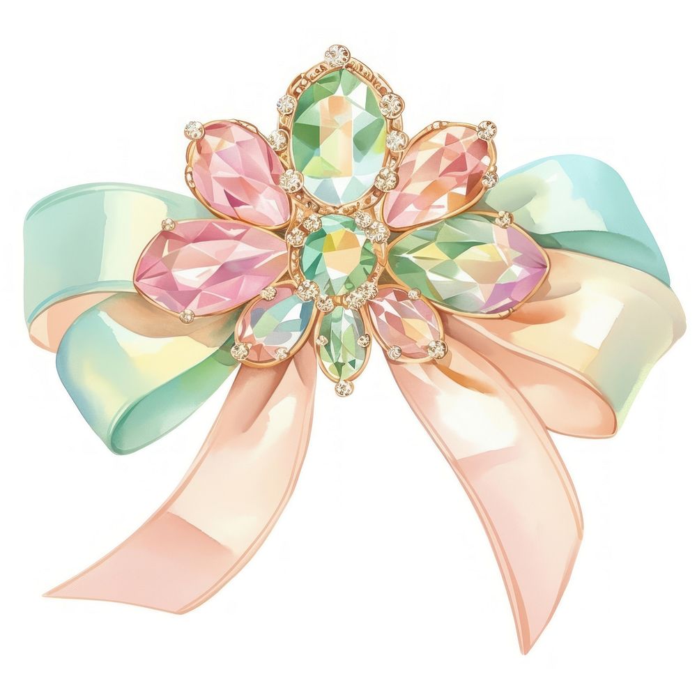 Elegant gemstone bow illustration | Free Photo Illustration - rawpixel