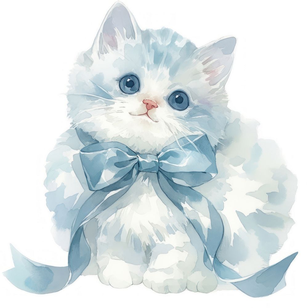 Cute fluffy kitten with bow | Premium Photo Illustration - rawpixel