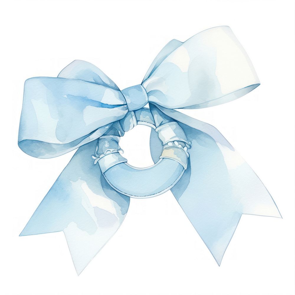 Elegant watercolor blue ribbon bow | Free Photo Illustration - rawpixel