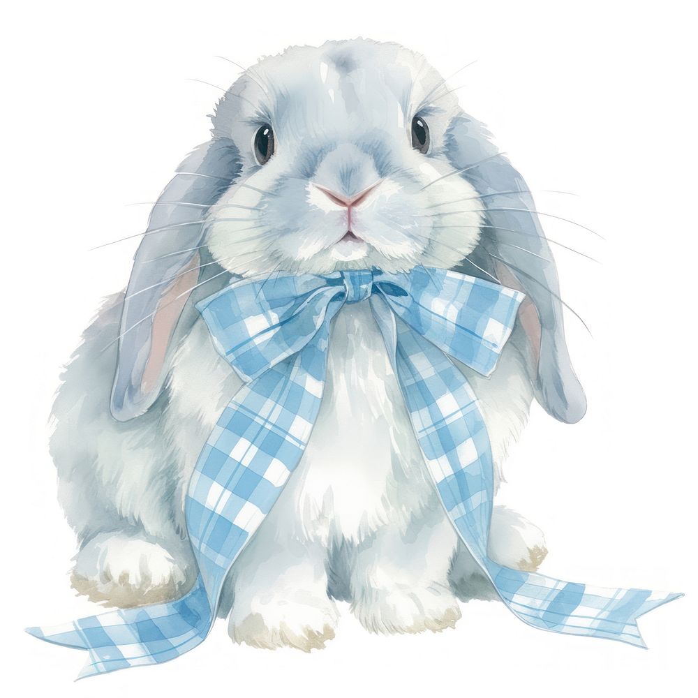 Cute bunny with blue bow | Premium Photo Illustration - rawpixel