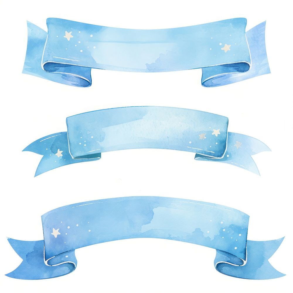 Watercolor blue ribbon banners | Premium Photo Illustration - rawpixel