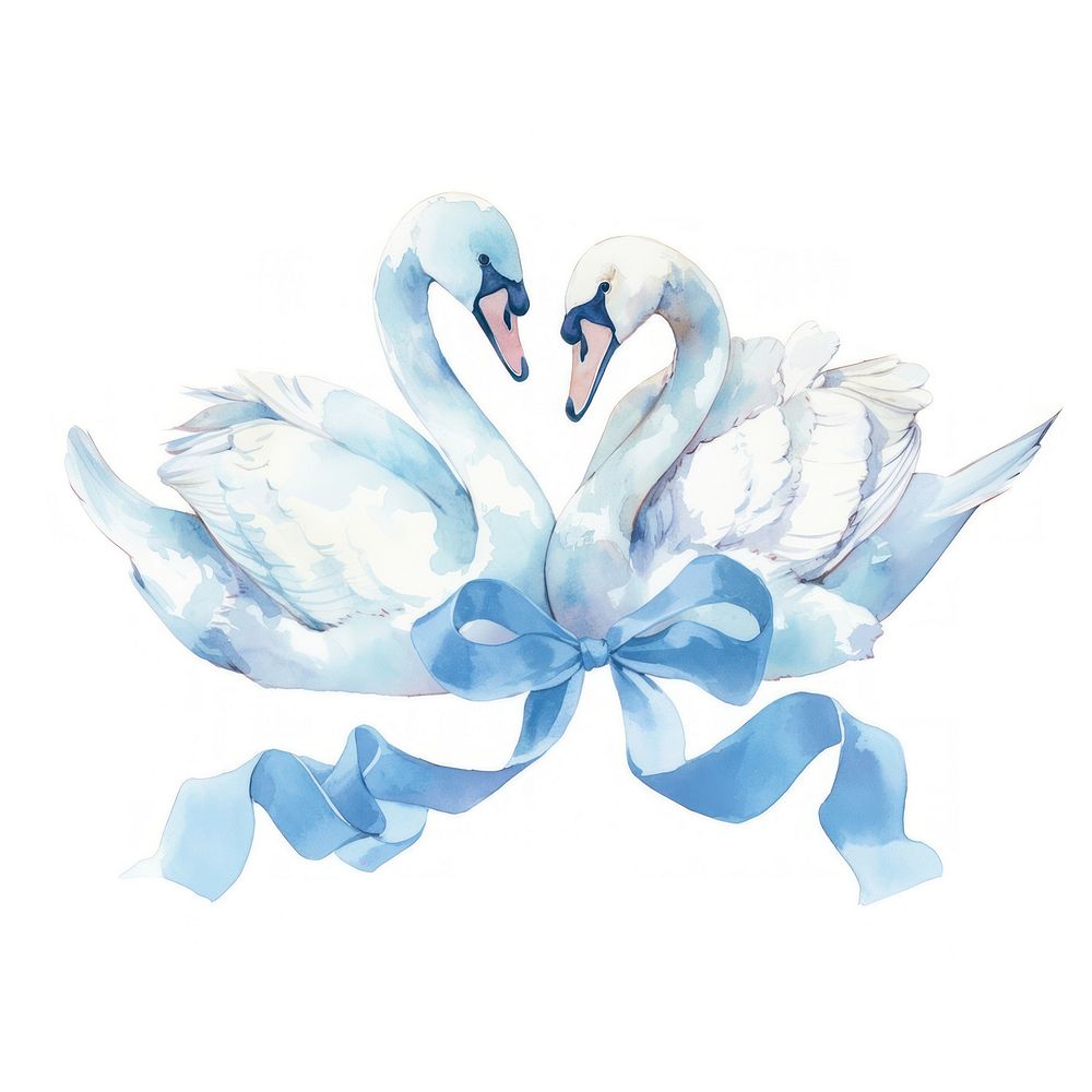 Elegant swans with blue ribbon | Premium Photo Illustration - rawpixel