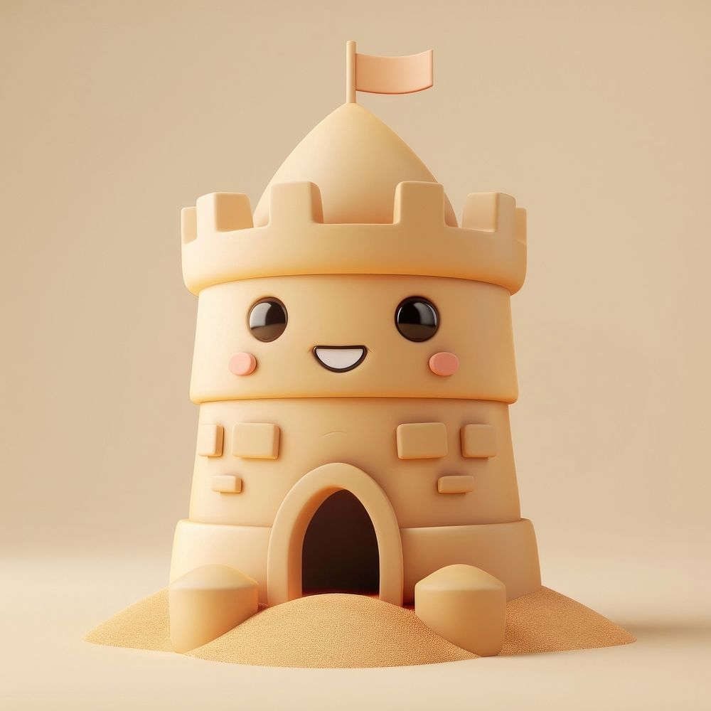 Cute sandcastle with smiling face | Free Photo Illustration - rawpixel