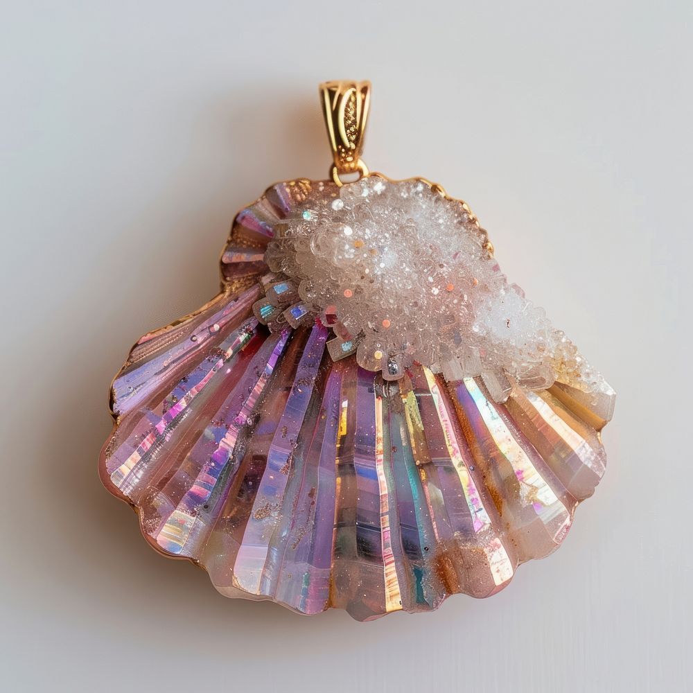 Iridescent crystal seashell pendant | Free Photo - rawpixel