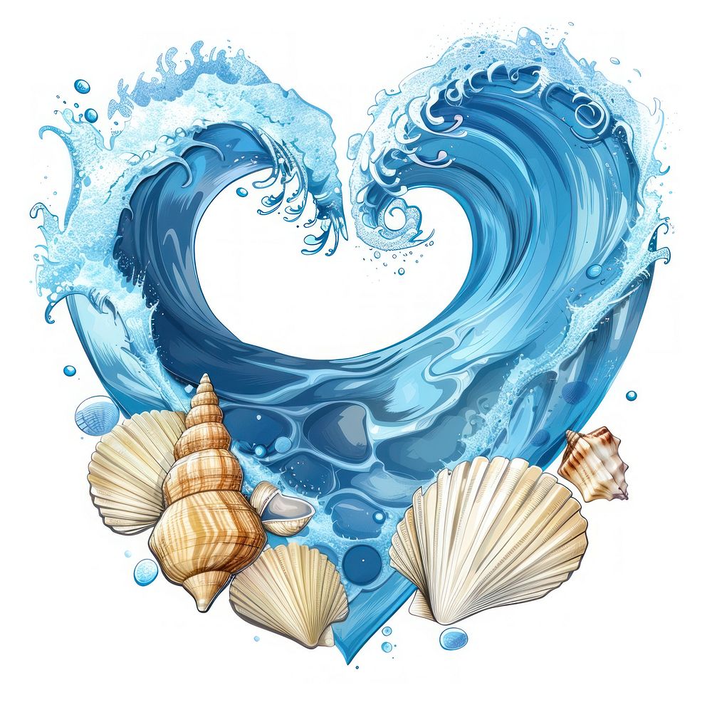 Ocean heart seashells illustration | Free Photo Illustration - rawpixel