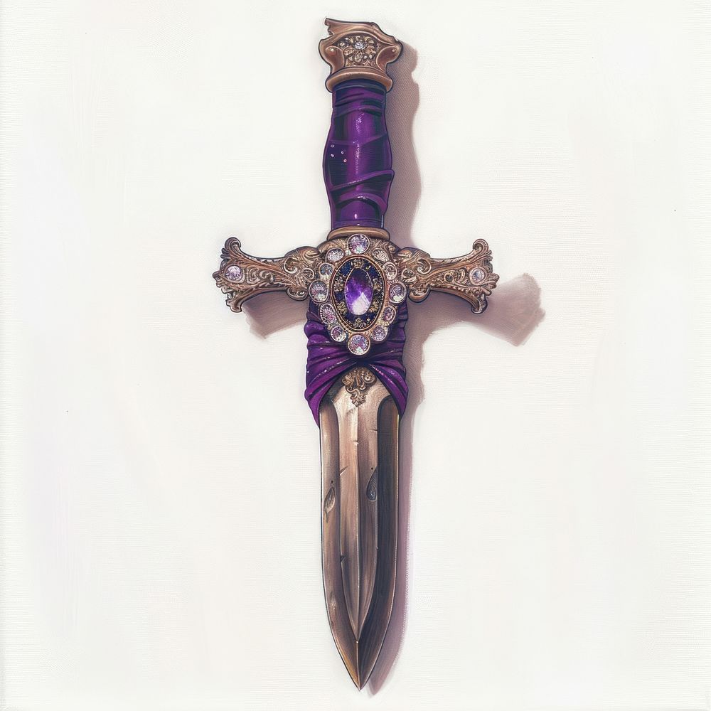 Ornate dagger with purple gem | Free Photo Illustration - rawpixel