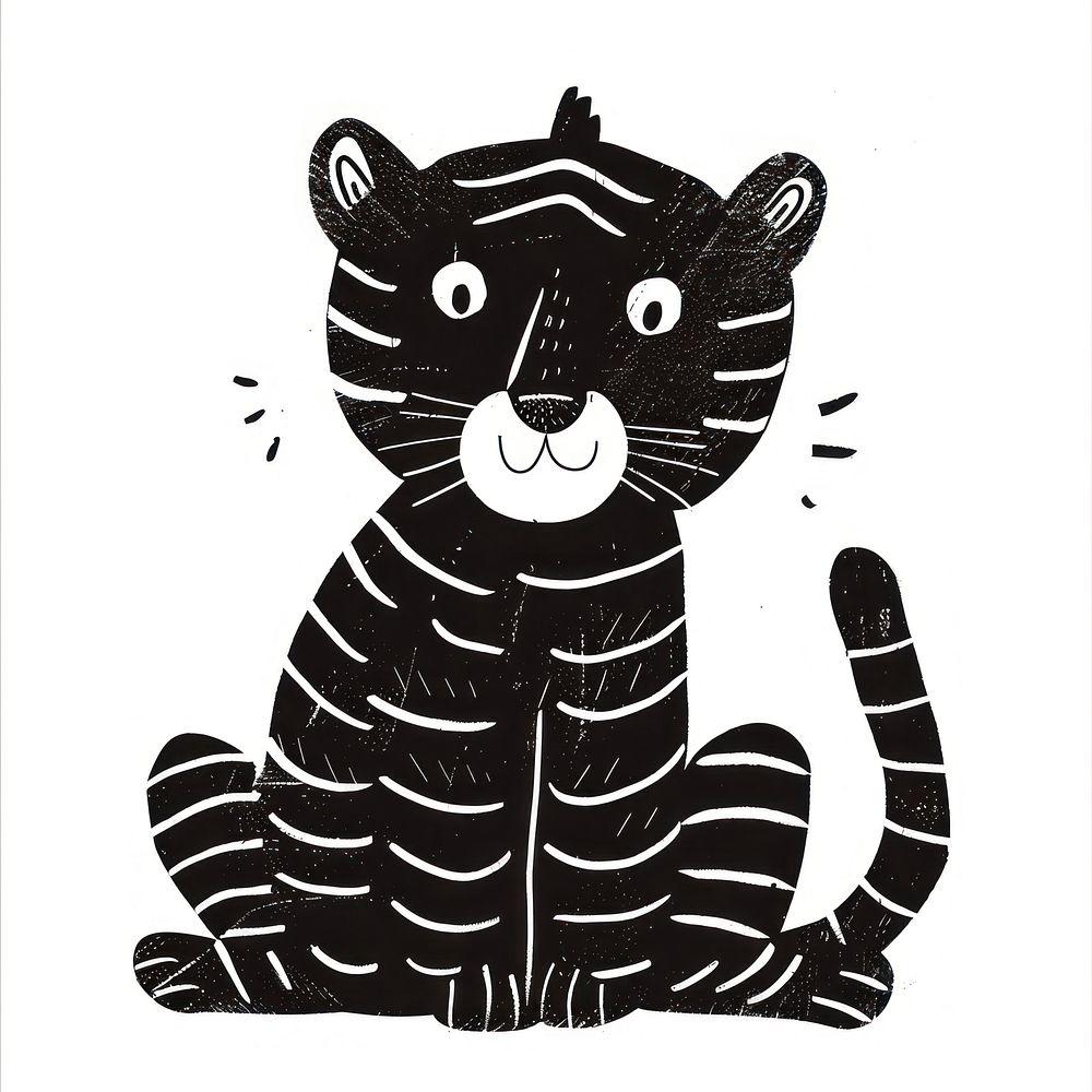 Cute black tiger illustration | Free Photo Illustration - rawpixel