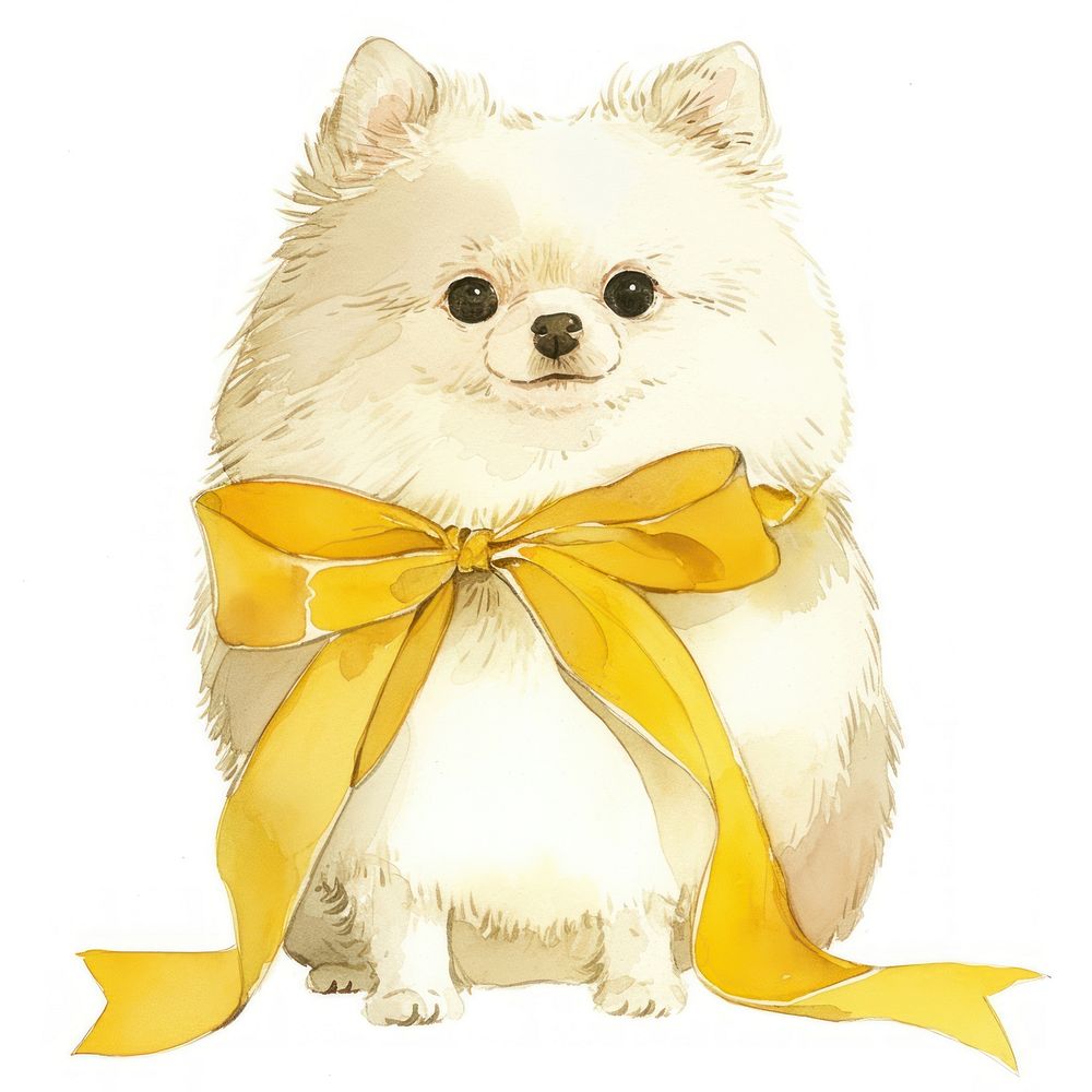 Adorable fluffy dog with ribbon | Free Photo Illustration - rawpixel