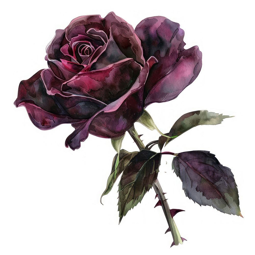Dark academia rose watercolor blossom | Free Photo Illustration - rawpixel