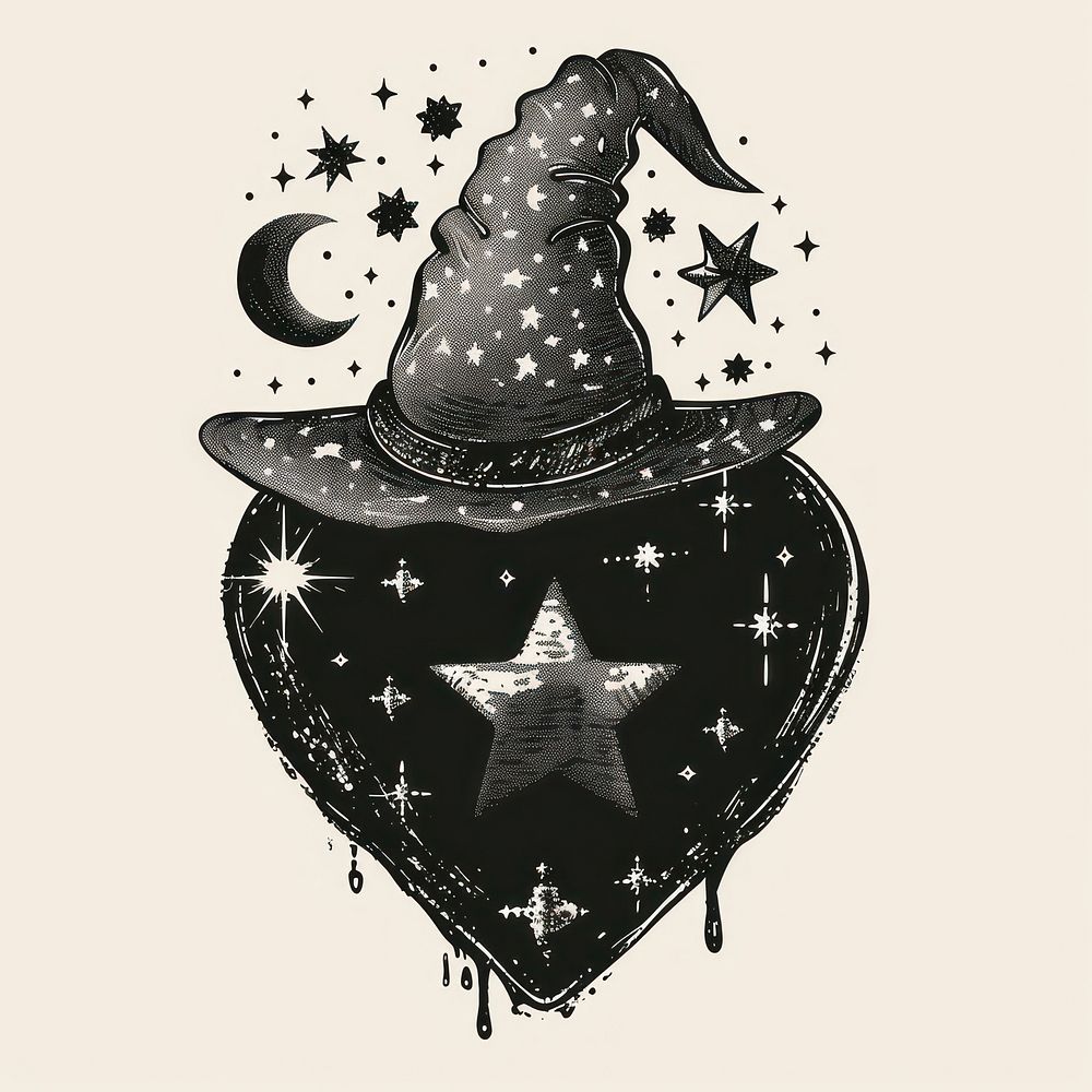 Mystical heart with wizard hat | Free Photo Illustration - rawpixel