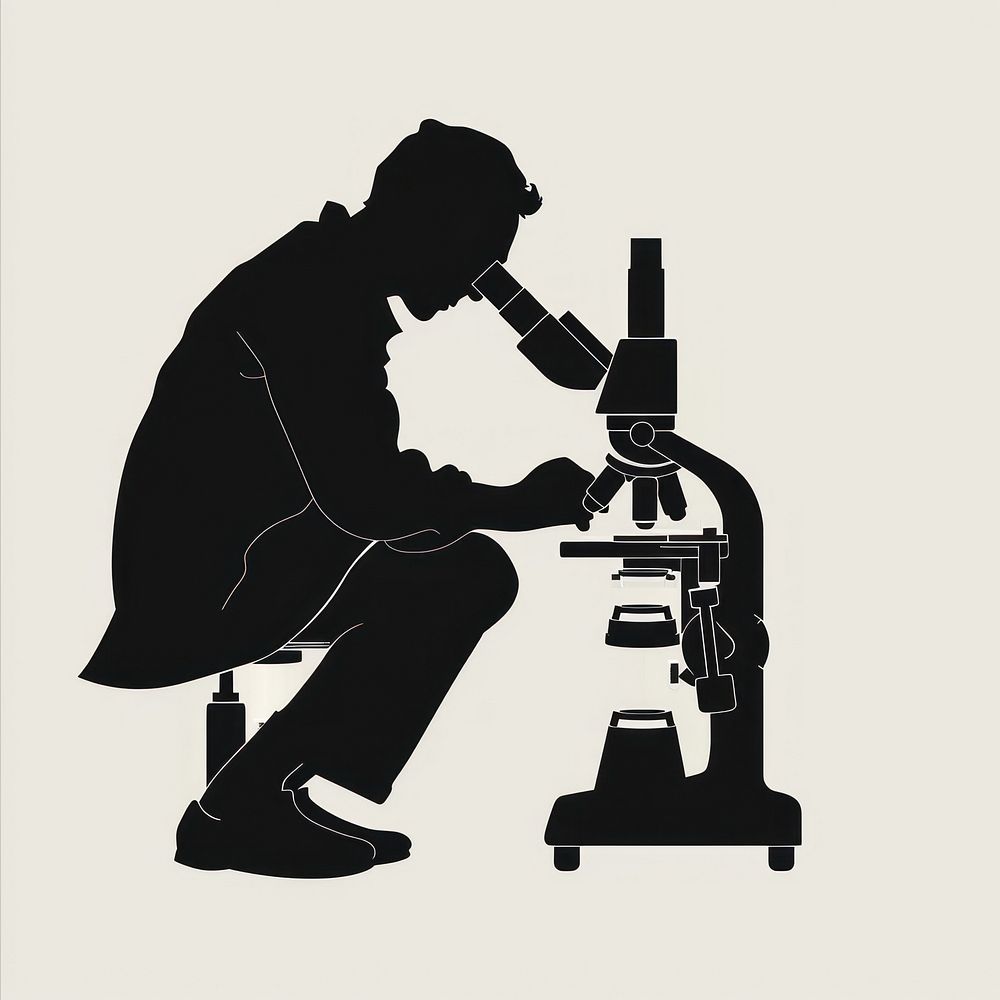 Scientist using microscope silhouette | Free Photo Illustration - rawpixel