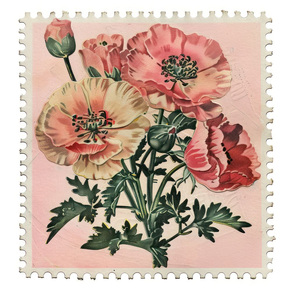 Flowers bouquet postage stamp blossom | Free Photo Illustration - rawpixel