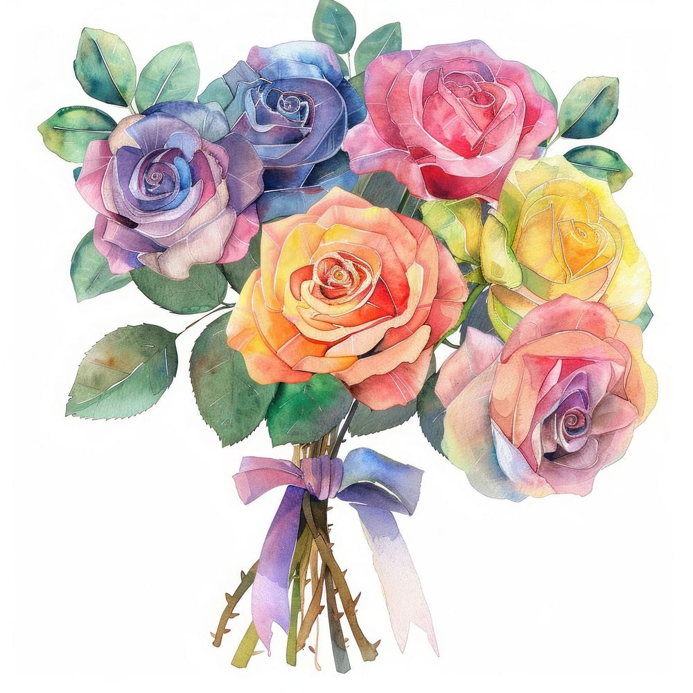 Rose flower bouquet graphics blossom | Free Photo Illustration - rawpixel