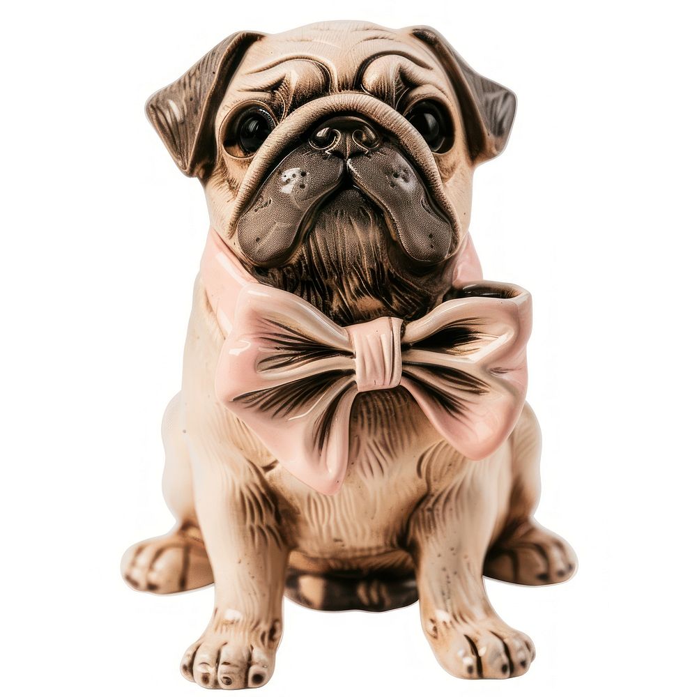 Cute pug statue with bow | Free Photo - rawpixel