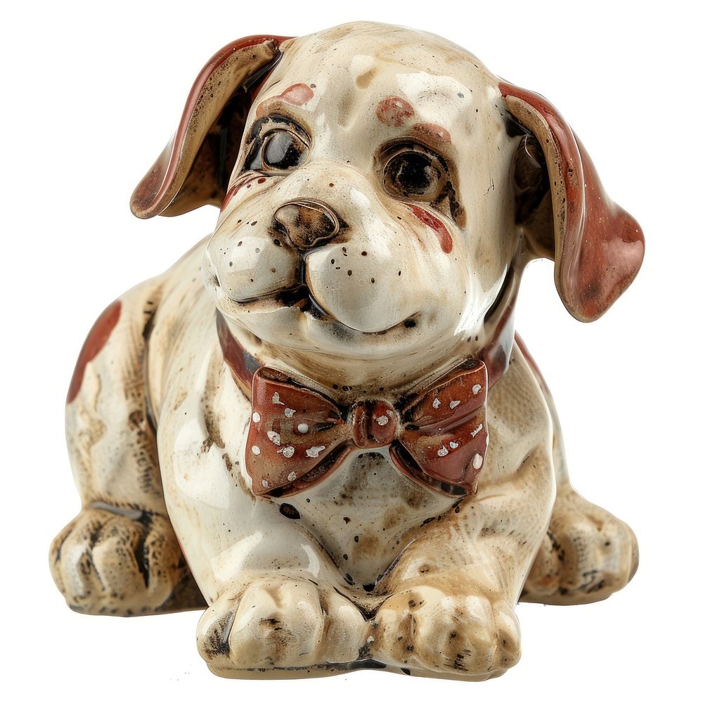 Ceramic puppy figurine with bowtie | Free Photo - rawpixel