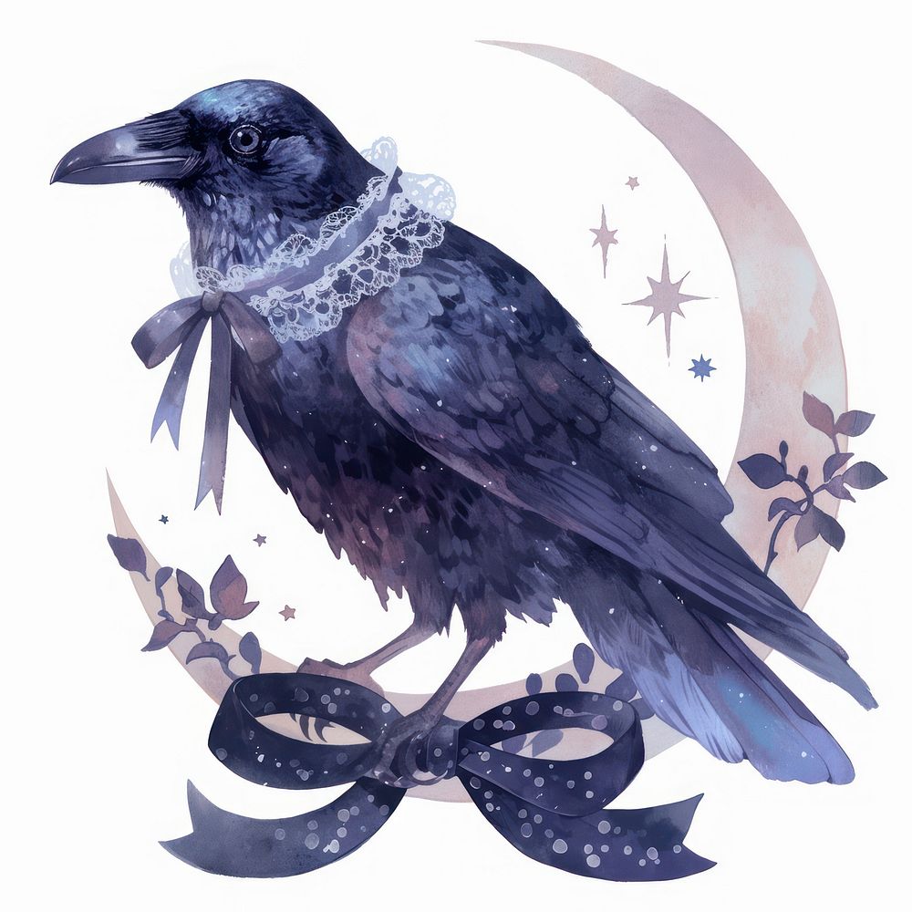 Elegant raven moon illustration | Free Photo Illustration - rawpixel