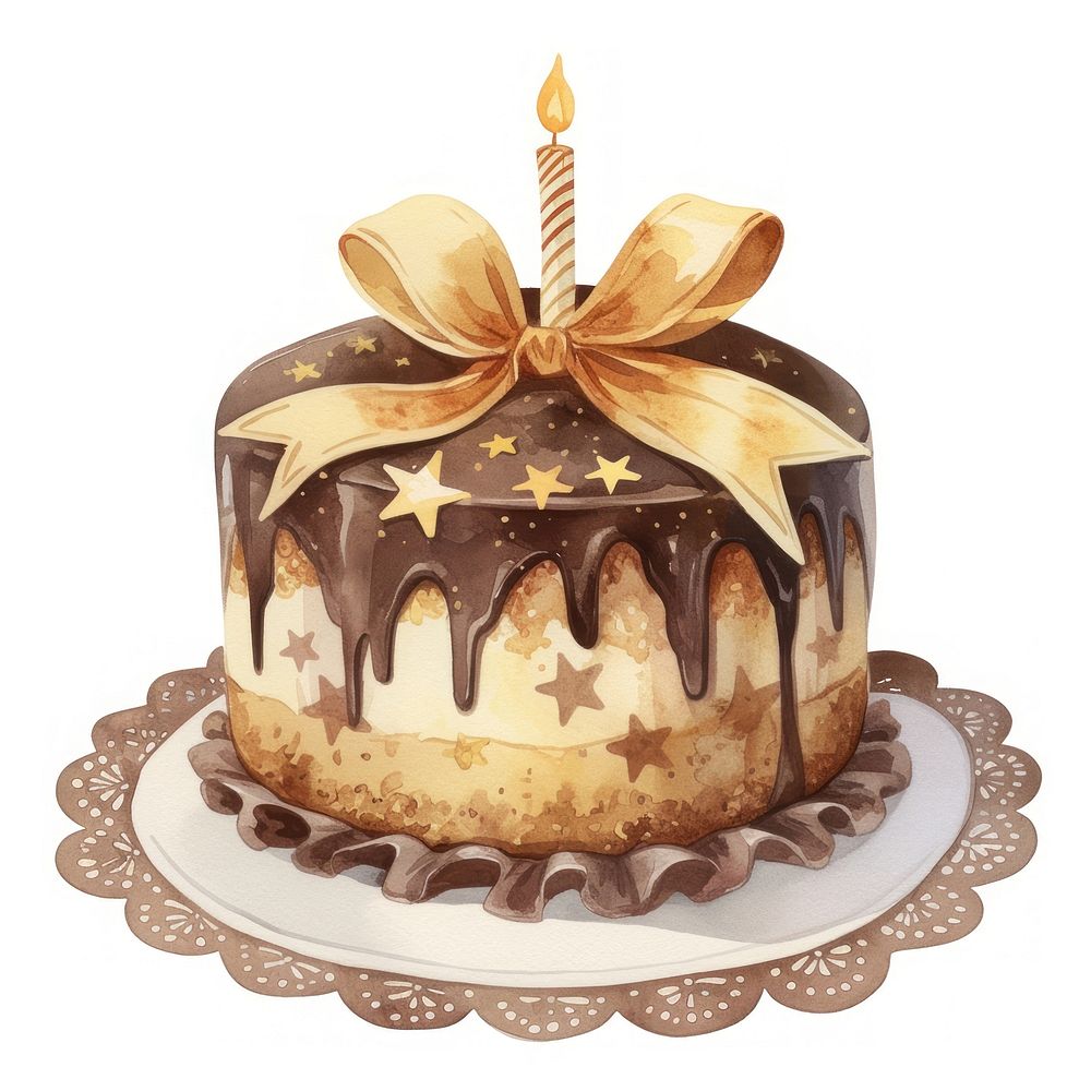 Delicious chocolate birthday cake illustration | Free Photo ...