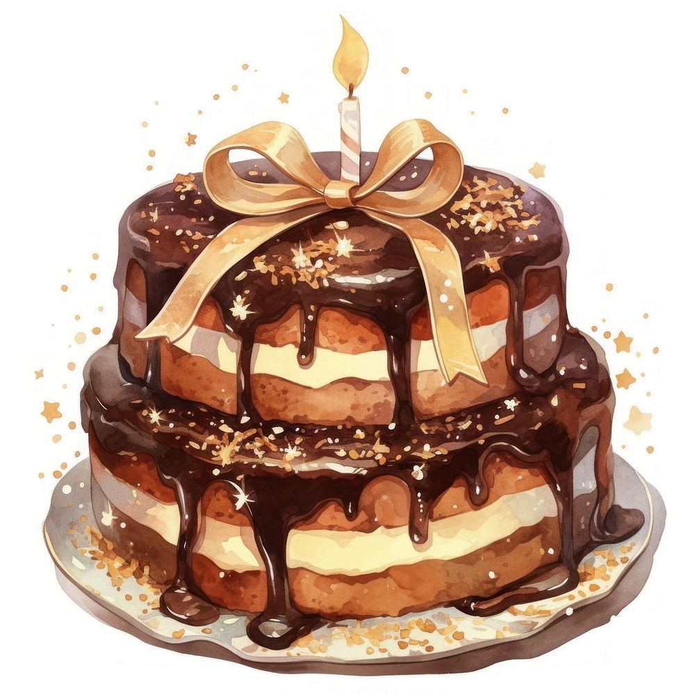 Delicious chocolate birthday cake illustration | Free Photo ...