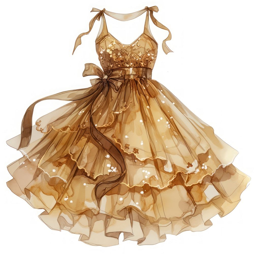 Elegant golden dress illustration | Free Photo Illustration - rawpixel