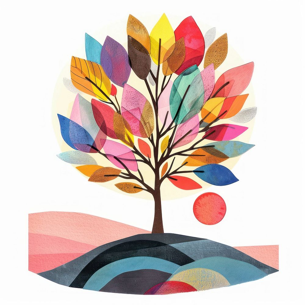 Tree collage paper painting. | Free Photo Illustration - rawpixel
