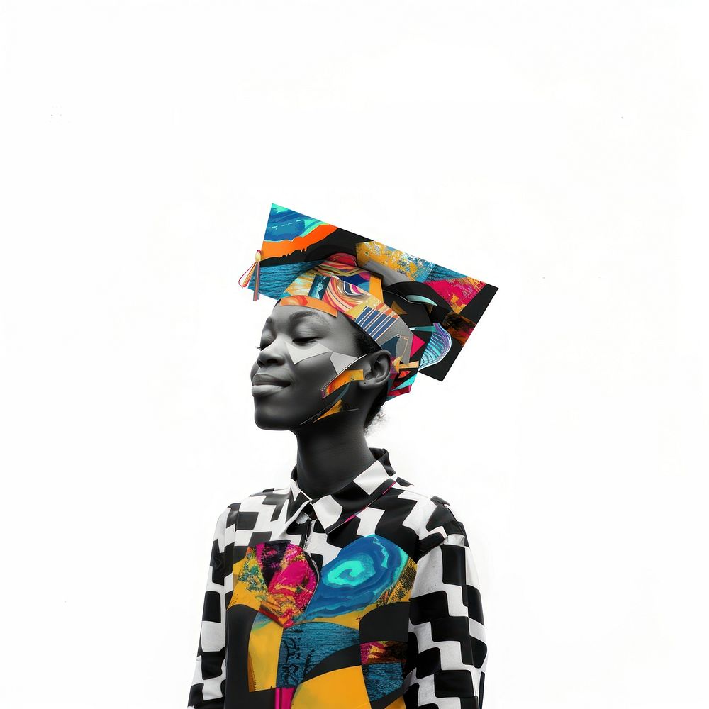 Paper collage graduation woman portrait | Free Photo Illustration ...