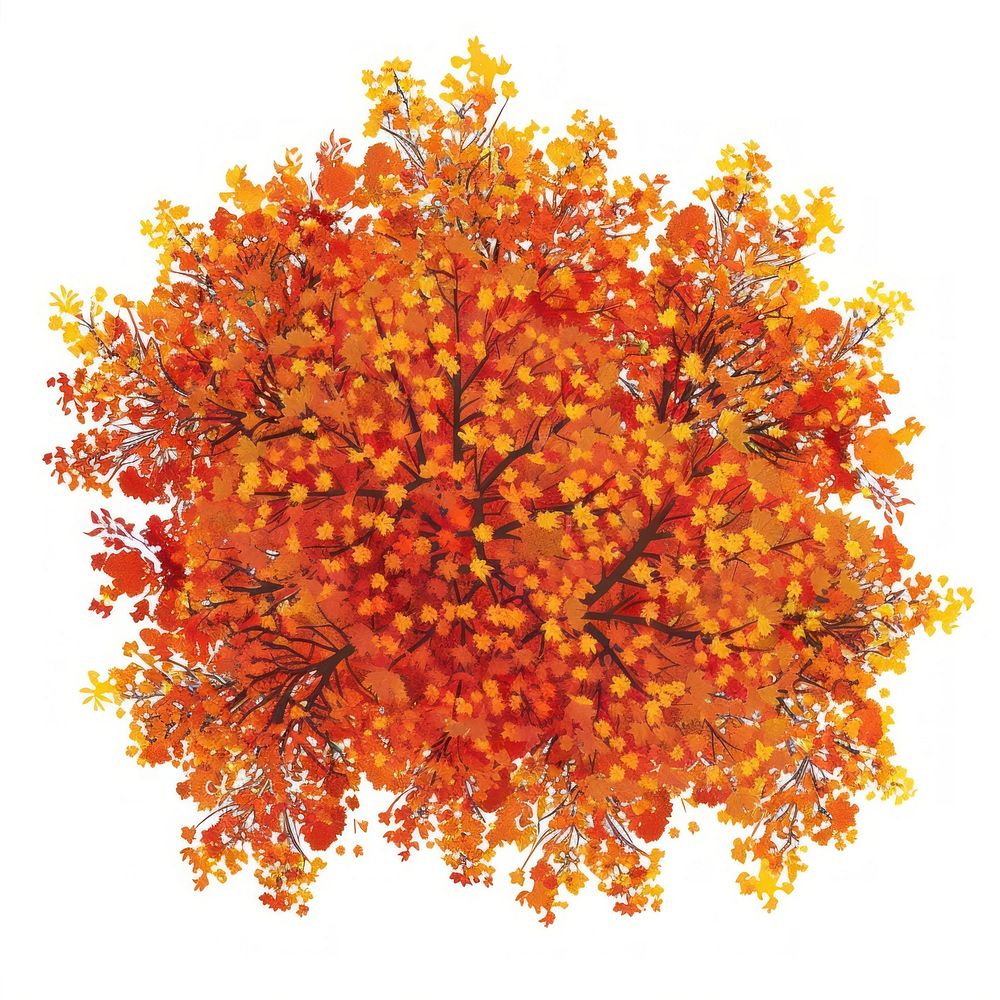 Fall bush tree painting graphics | Free Photo Illustration - rawpixel