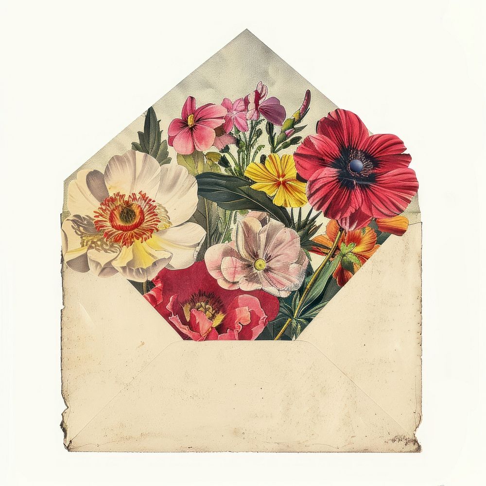 envelop colorful vintage flowers envelope | Free Photo Illustration ...