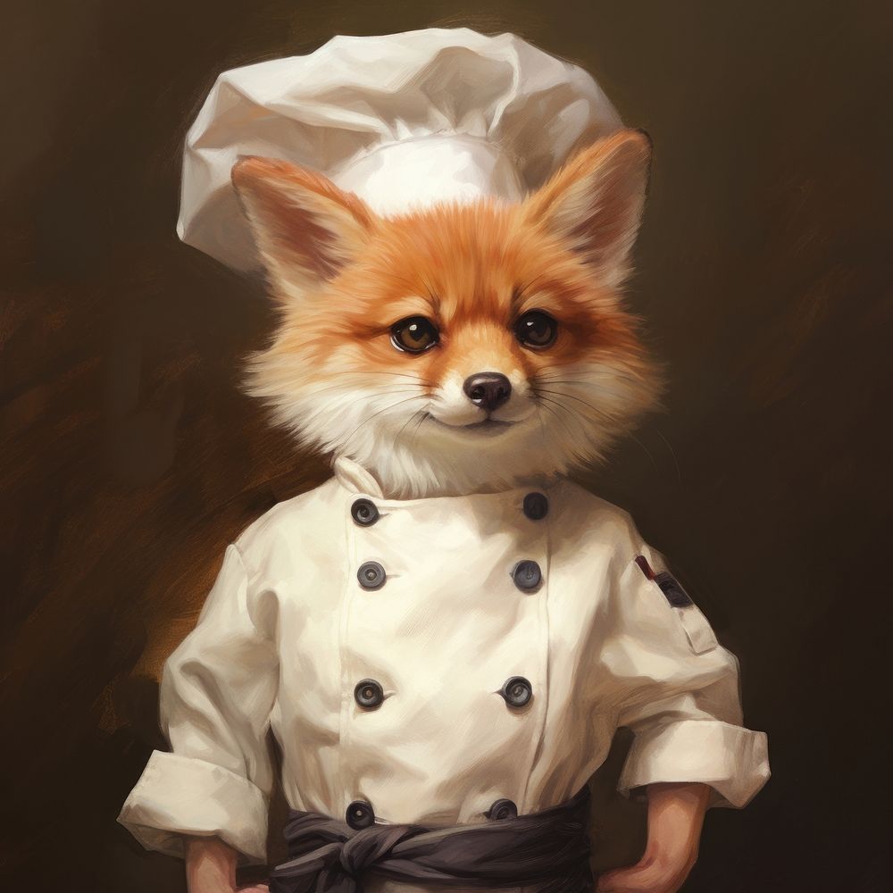 Fox chef in white uniform | Free Photo Illustration - rawpixel