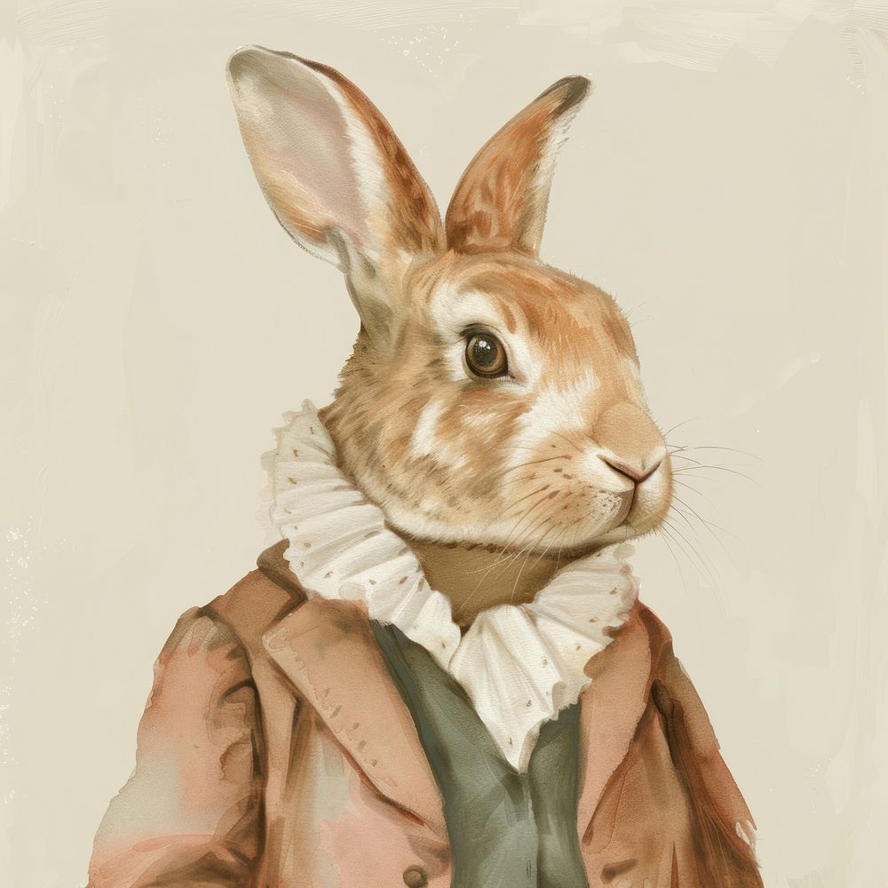 Elegant rabbit in Victorian attire | Free Photo Illustration - rawpixel