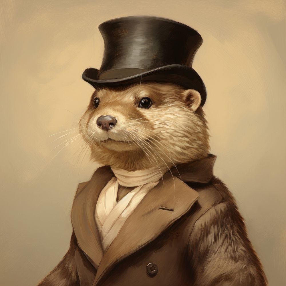 Elegant otter in vintage attire | Premium Photo Illustration - rawpixel