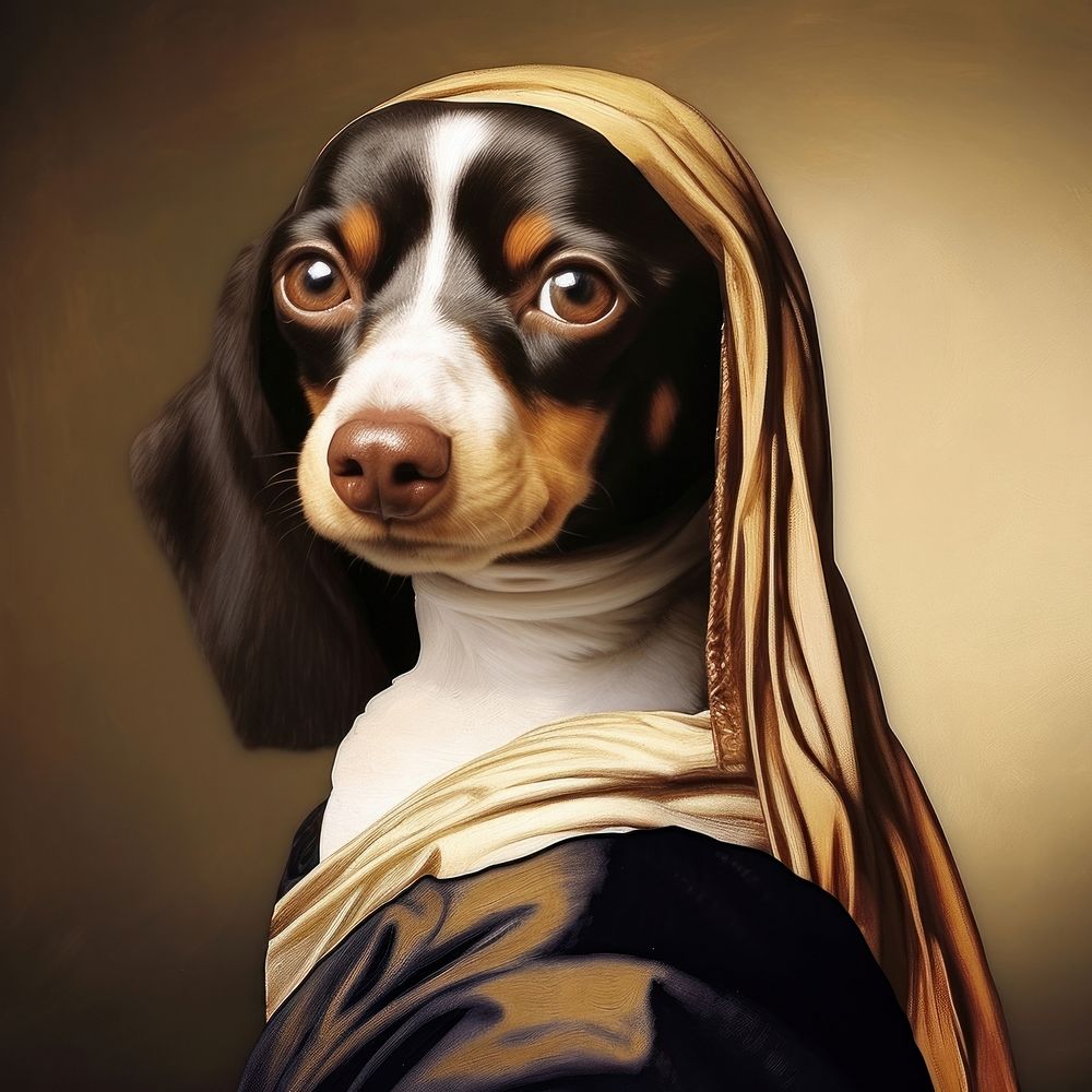 Renaissance dog portrait illustration | Free Photo Illustration - rawpixel