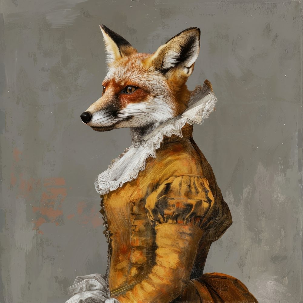 Elegant anthropomorphic fox portrait | Free Photo Illustration - rawpixel