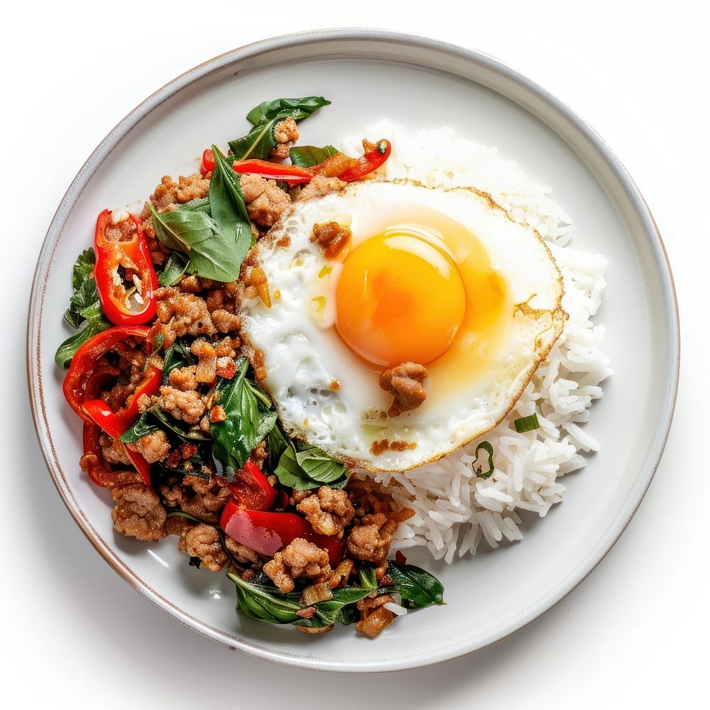 Thai basil pork rice dish | Free Photo - rawpixel