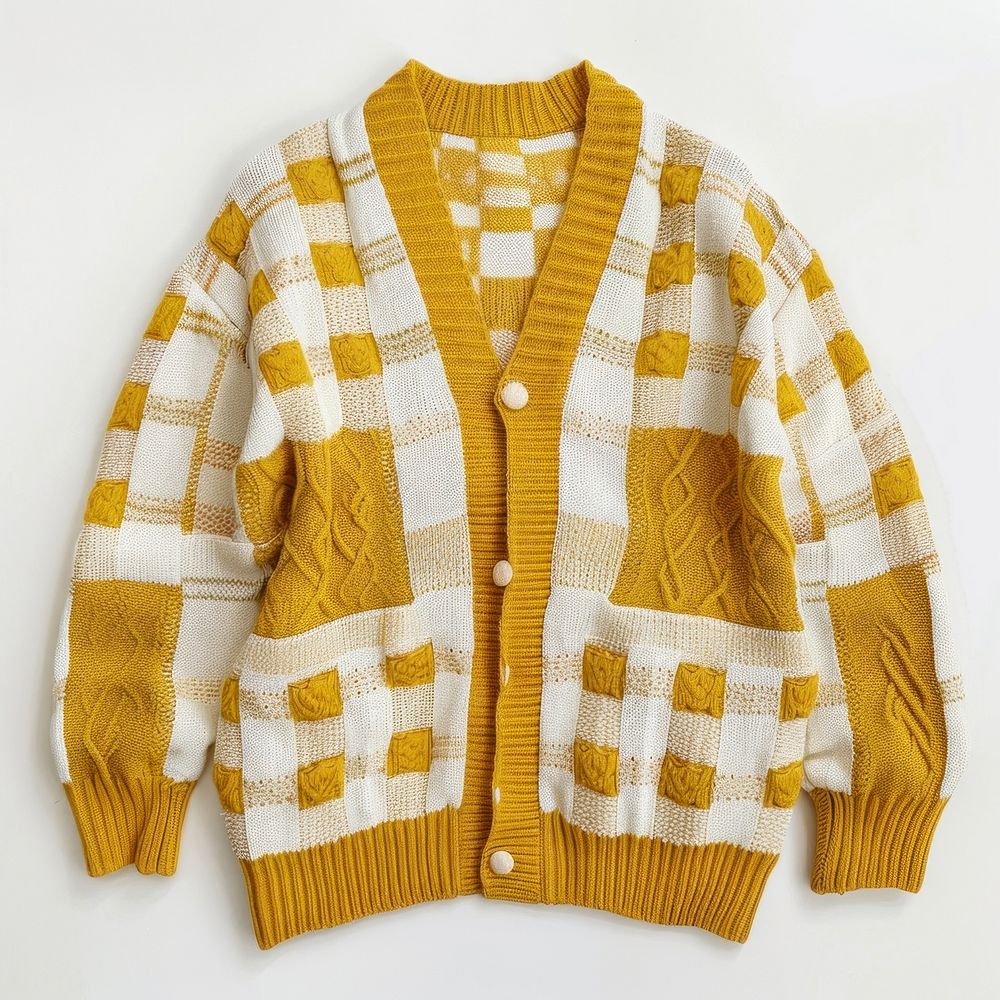 Cozy checkered knit cardigan | Free Photo - rawpixel