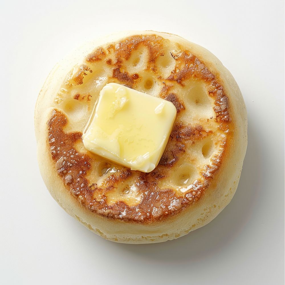 Buttered crumpet on white background | Free Photo - rawpixel