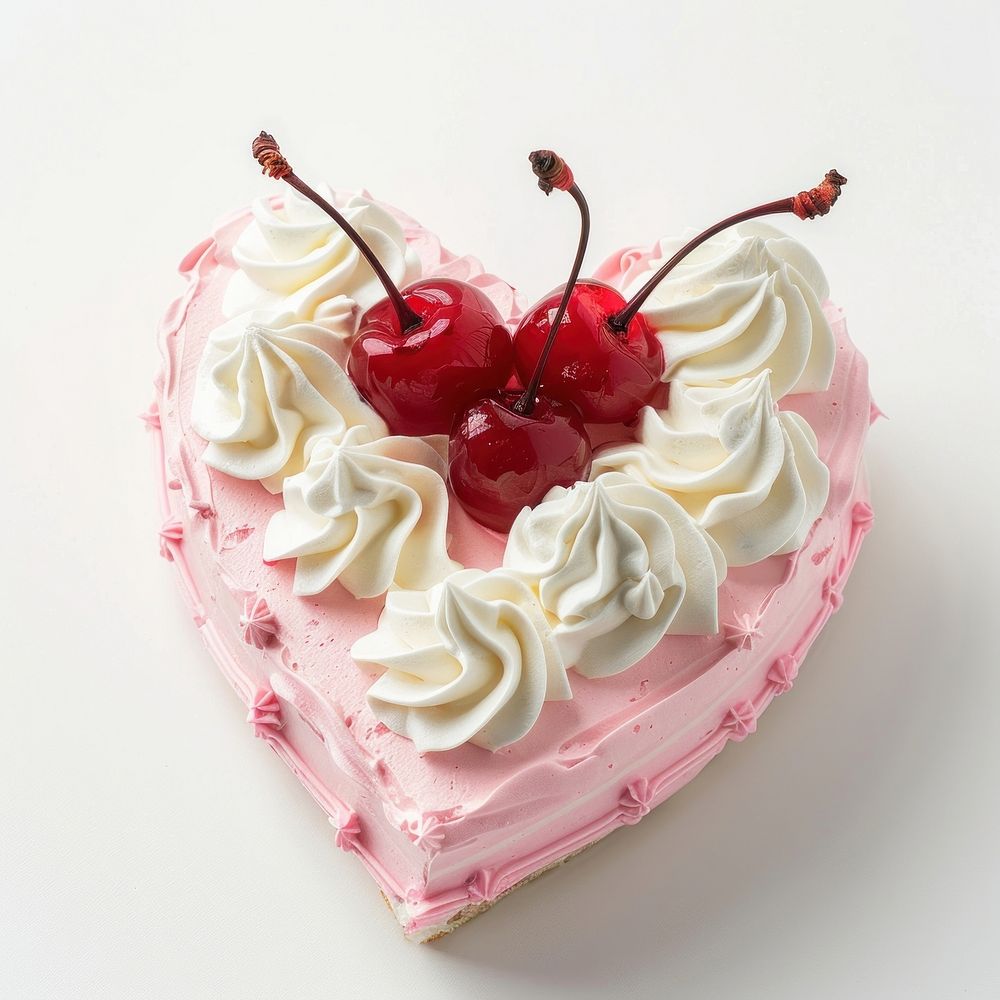 Heart-shaped cherry cream cake | Free Photo - rawpixel