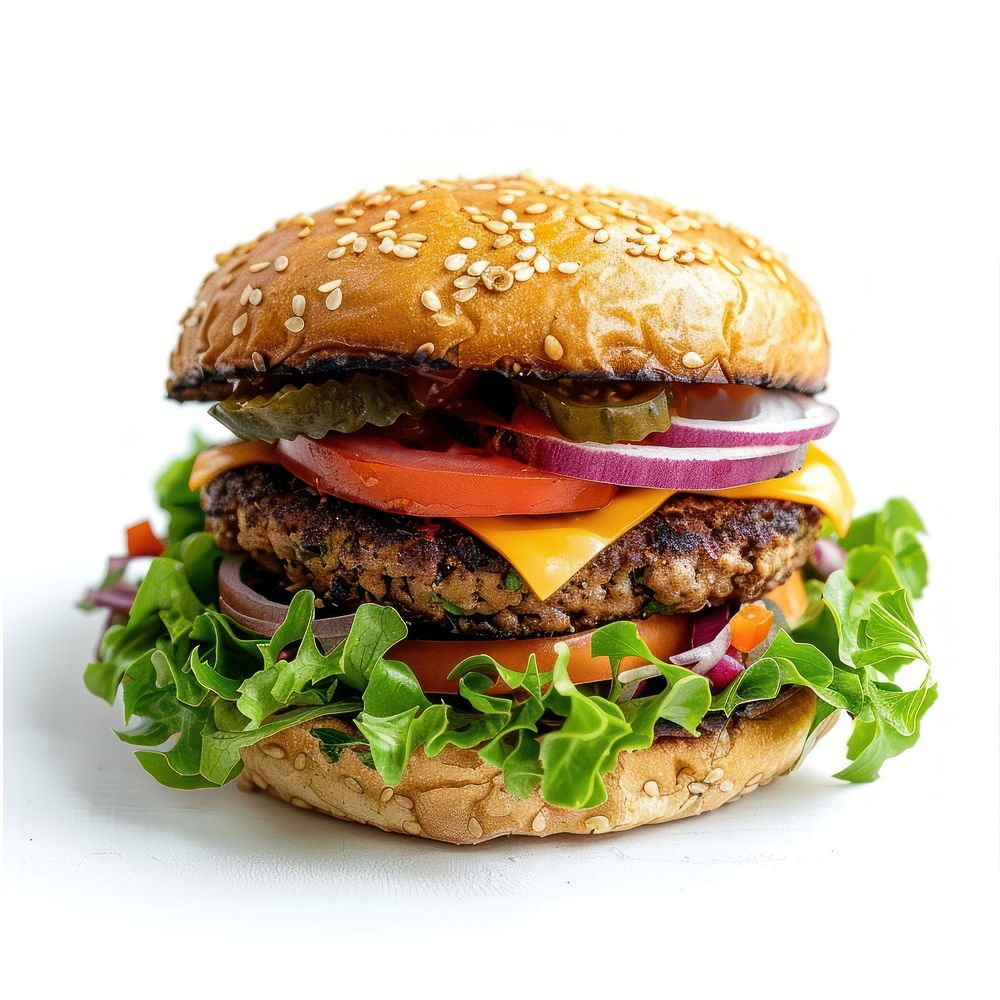 Delicious gourmet cheeseburger with vegetables | Free Photo - rawpixel
