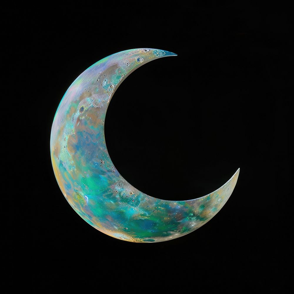 Colorful crescent moon on black | Free Photo - rawpixel