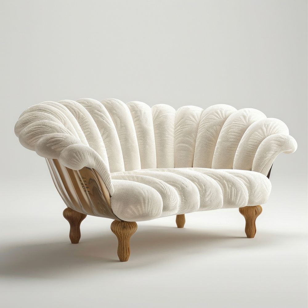 Elegant white upholstered shell sofa | Free Photo - rawpixel