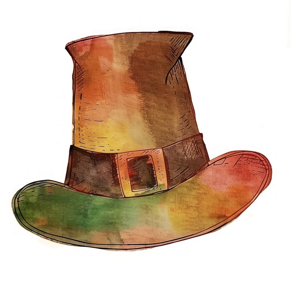 Colorful watercolor pilgrim hat illustration | Free Photo Illustration ...