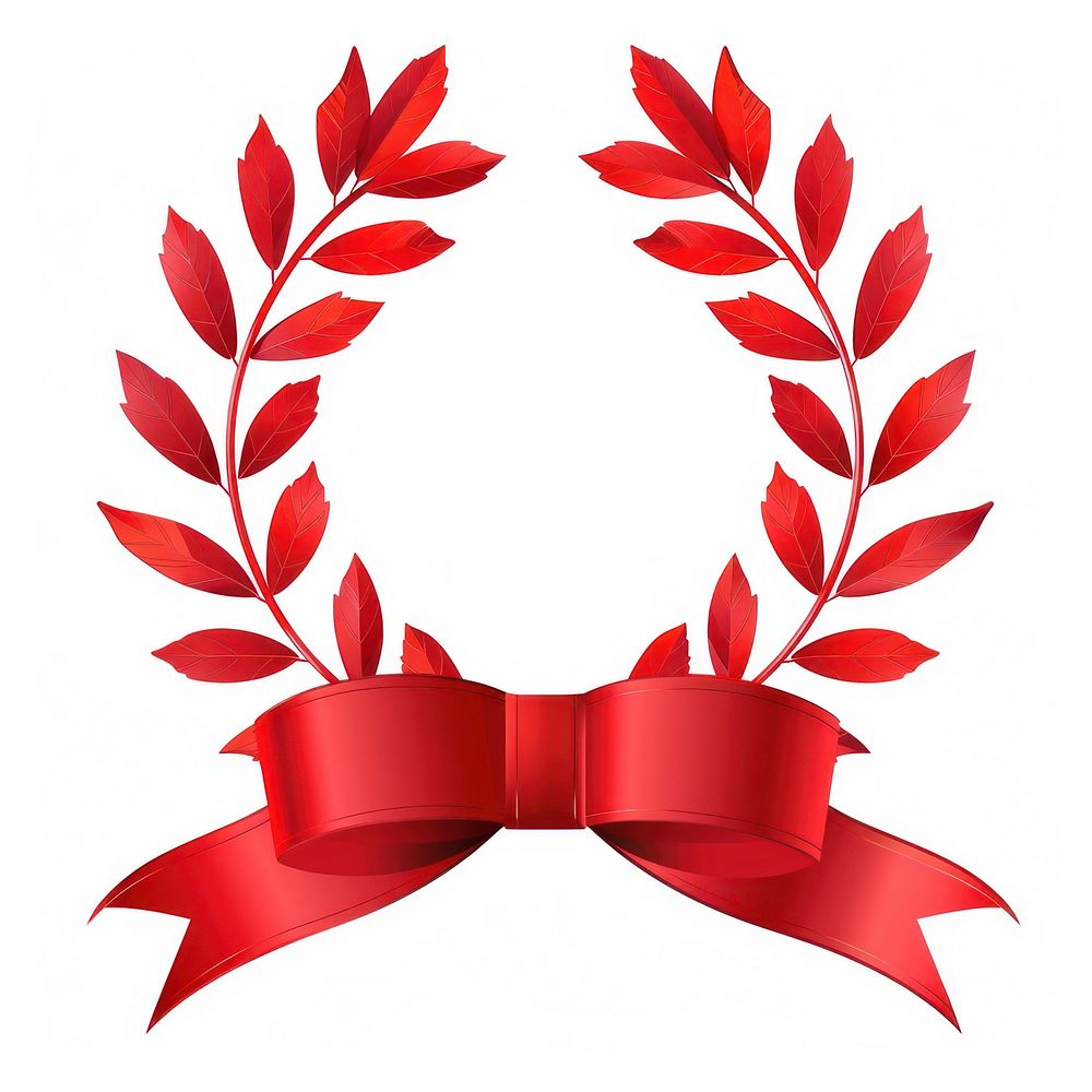 Red laurel wreath with ribbon | Free Photo Illustration - rawpixel