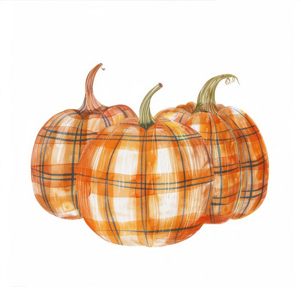Plaid pumpkins autumn decoration illustration | Free Photo Illustration ...