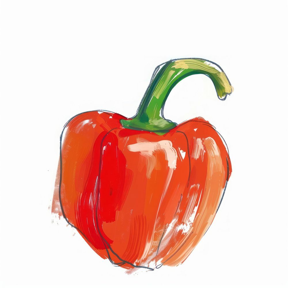 Vibrant hand-painted red pepper | Free Photo Illustration - rawpixel
