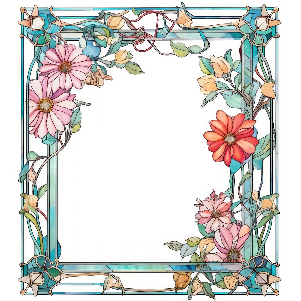 Elegant floral stained glass frame | Free Photo Illustration - rawpixel