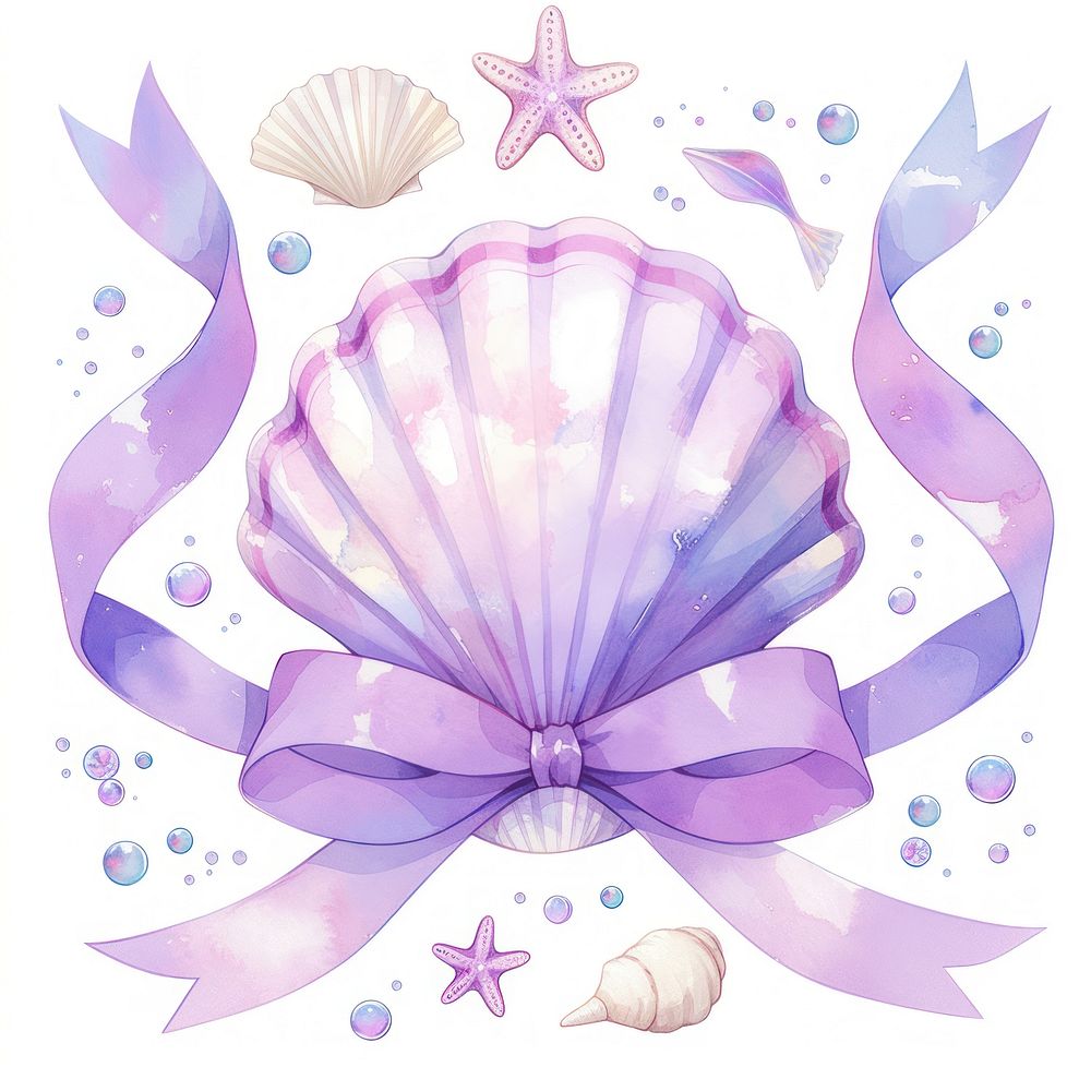 Purple coquette sea shell invertebrate | Free Photo Illustration - rawpixel