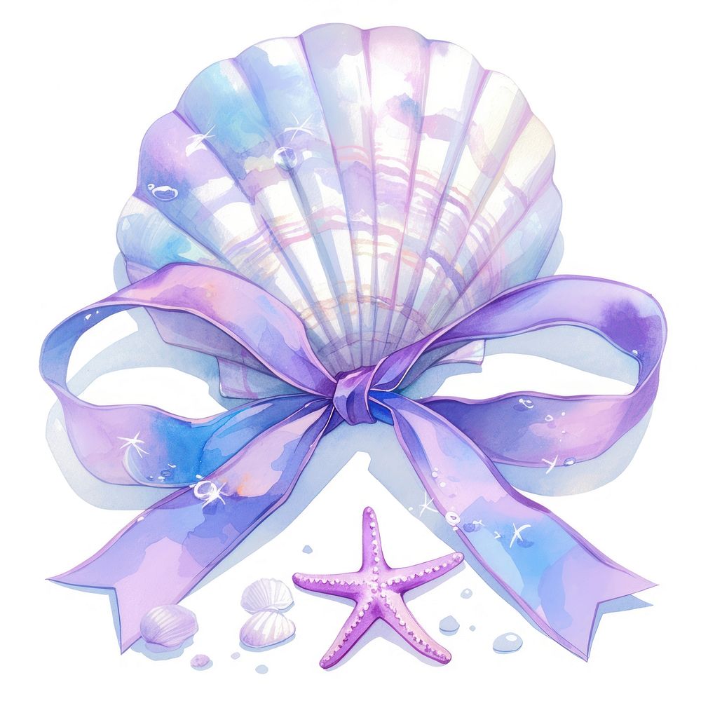 Purple coquette sea shell invertebrate | Free Photo Illustration - rawpixel