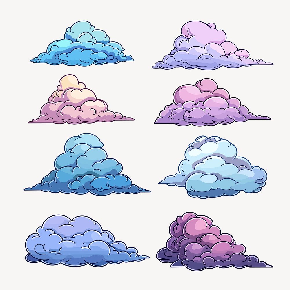 Cloud cartoon vector set | Free Vector - rawpixel