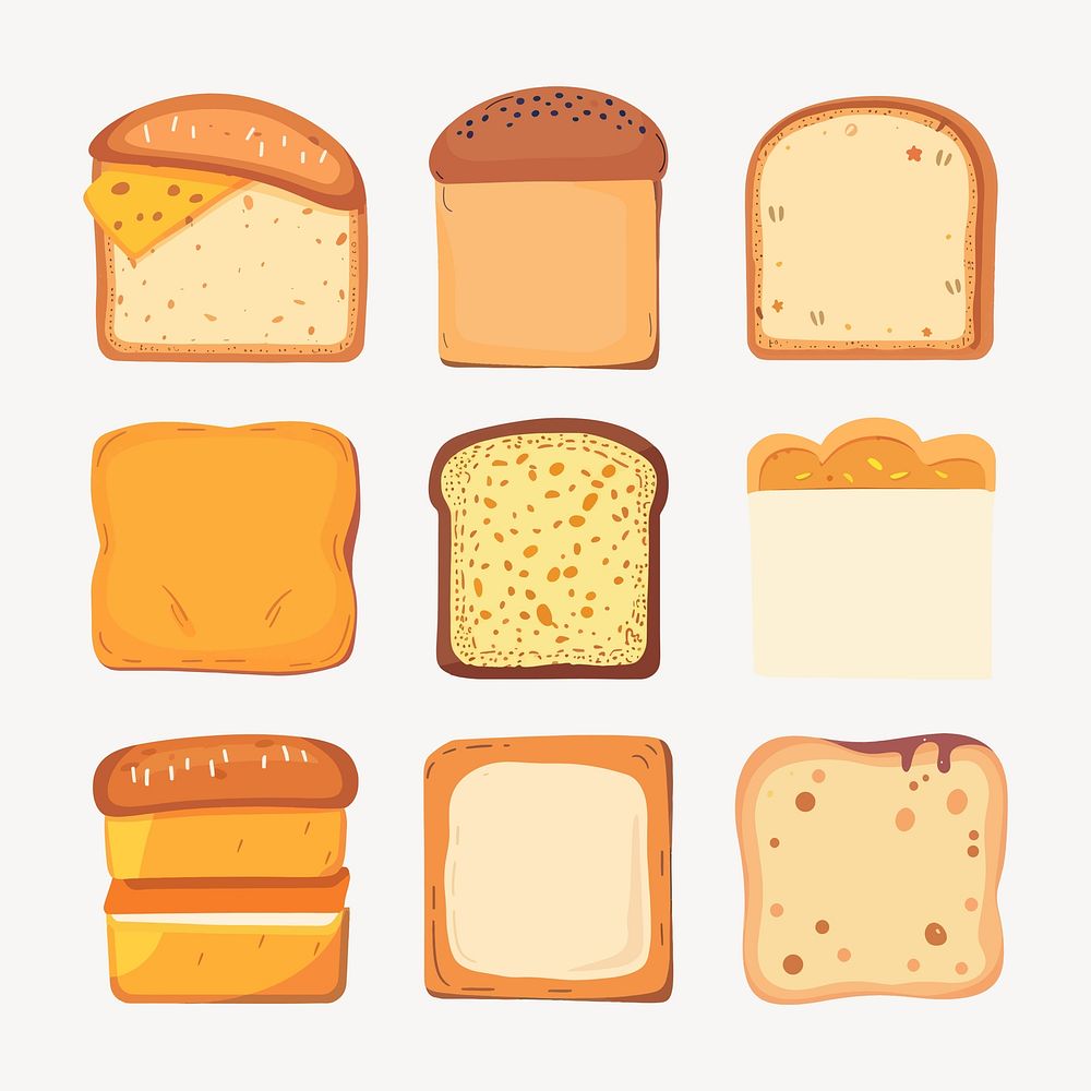 Cute bread sticky notes illustration | Free Vector - rawpixel