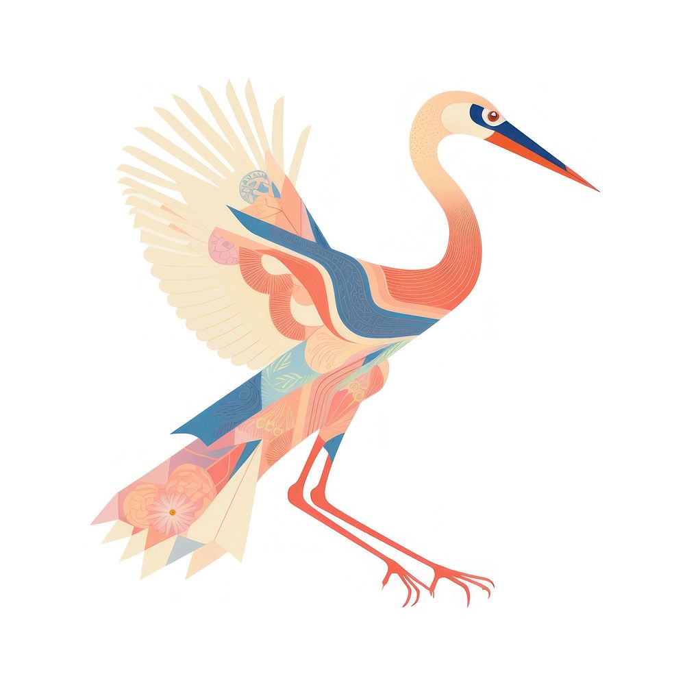 Colorful crane bird illustration | Free Photo Illustration - rawpixel
